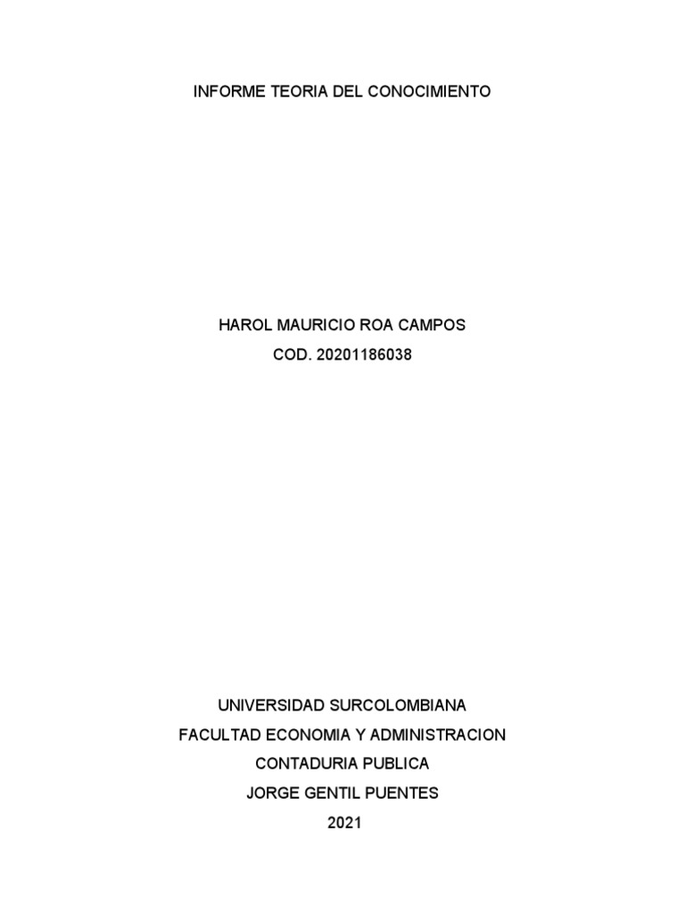 Informe Teoria Del Conocimiento | PDF