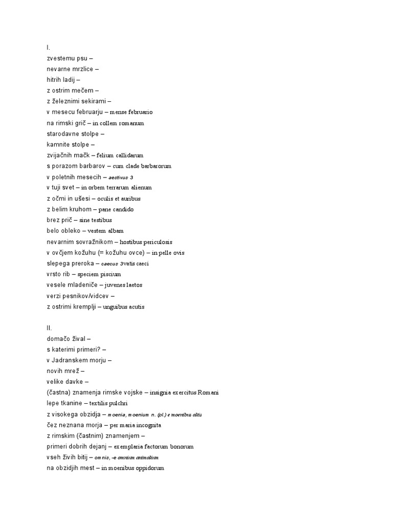 Lat 3. Deklinacija - Vaje | PDF