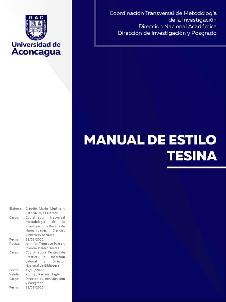 Tesina UAC - Manual de Estilo Final PDF | PDF