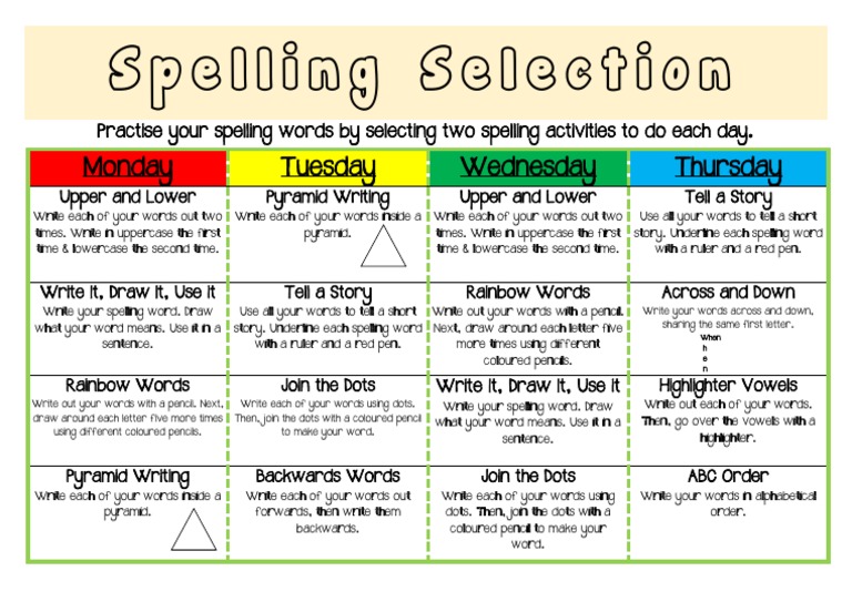 Spelling Practice Activities Guide | PDF