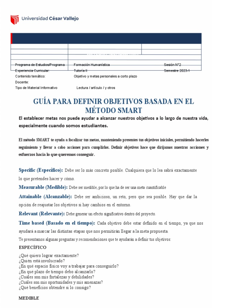 2° LECTURA 02 - Guía para Definir Objetivos | PDF