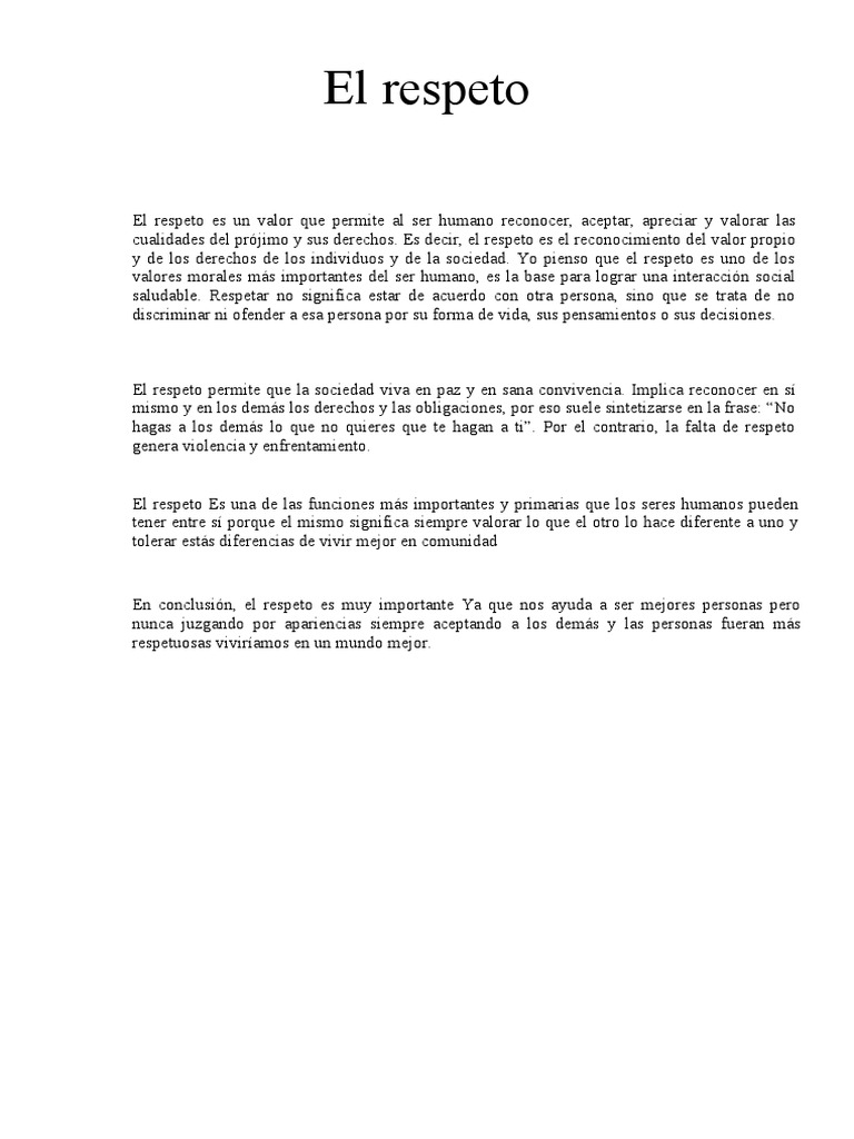 Importancia del Respeto en la Sociedad | PDF