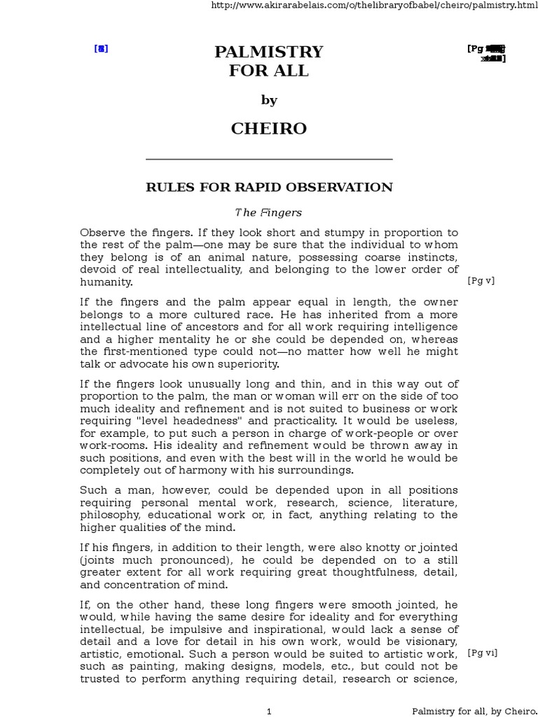 Cheiro's Palmistry Insights | PDF