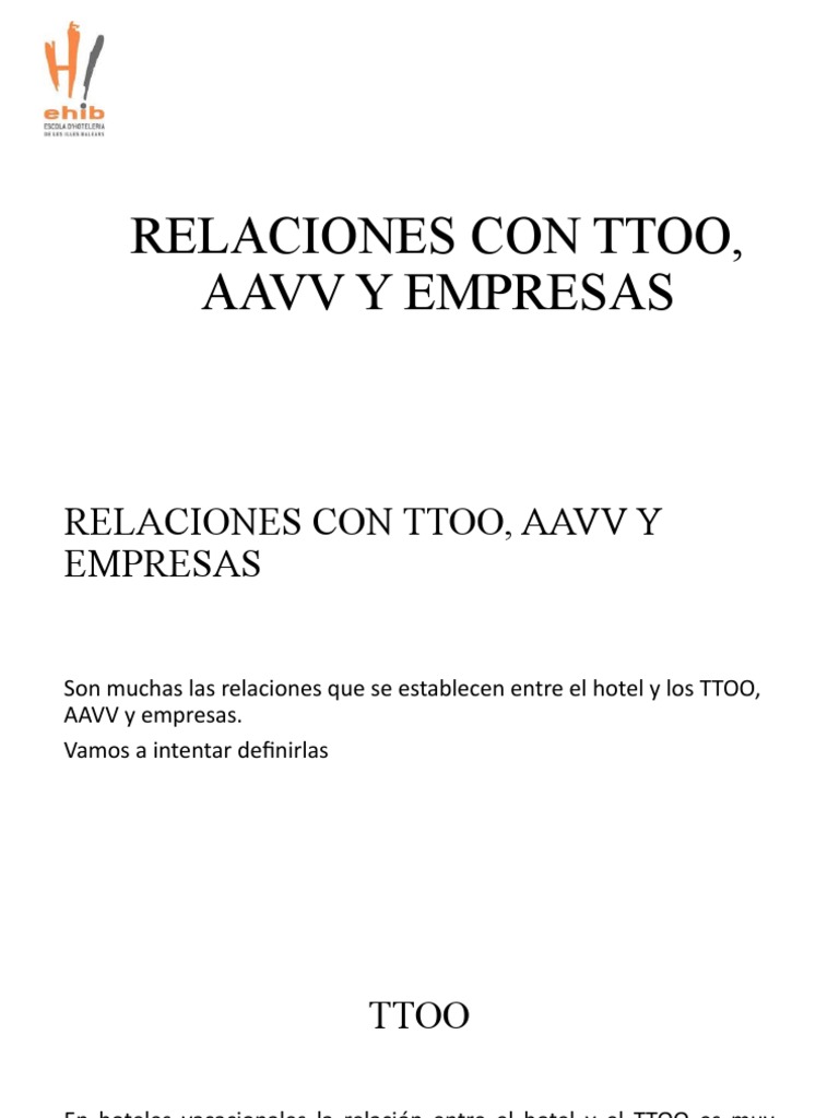 Relaciones entre TTOO, AAVV y Hoteles | PDF | Hotel | Agencia de viajes