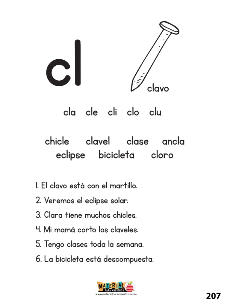 Actividades con sílabas "cl" para niños | PDF