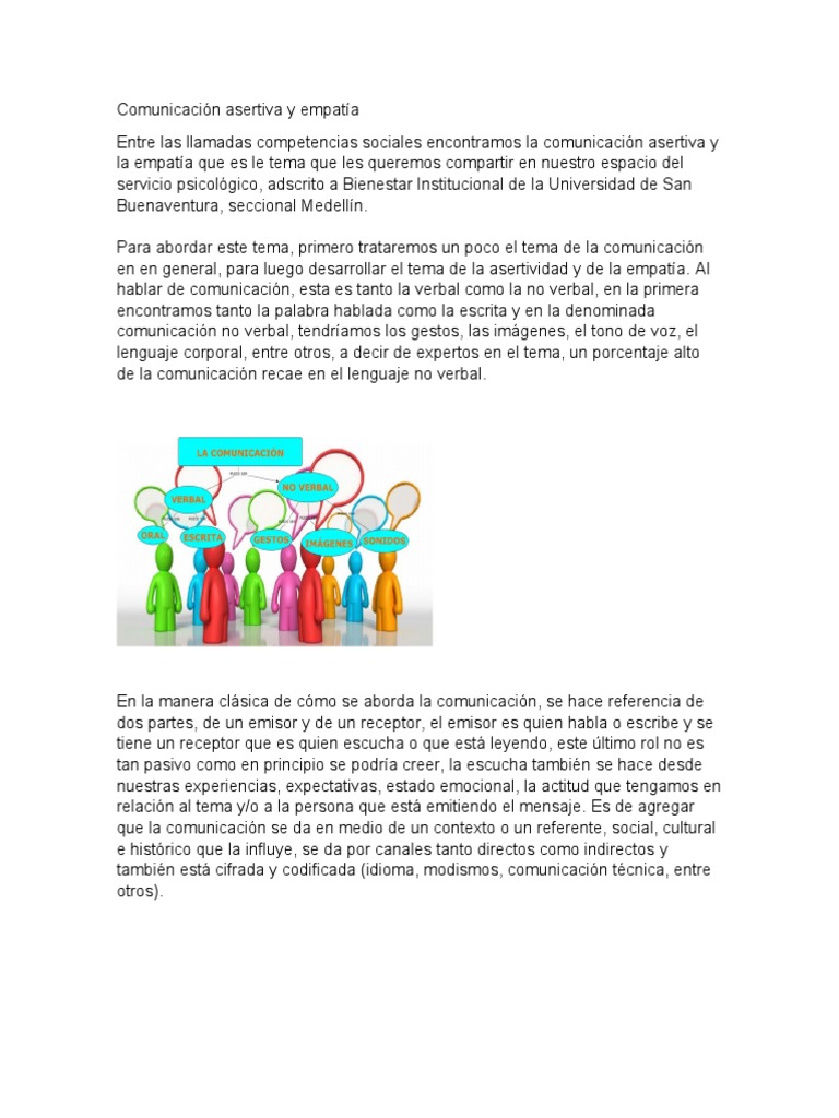 Comunicación Asertiva y Empatía | PDF
