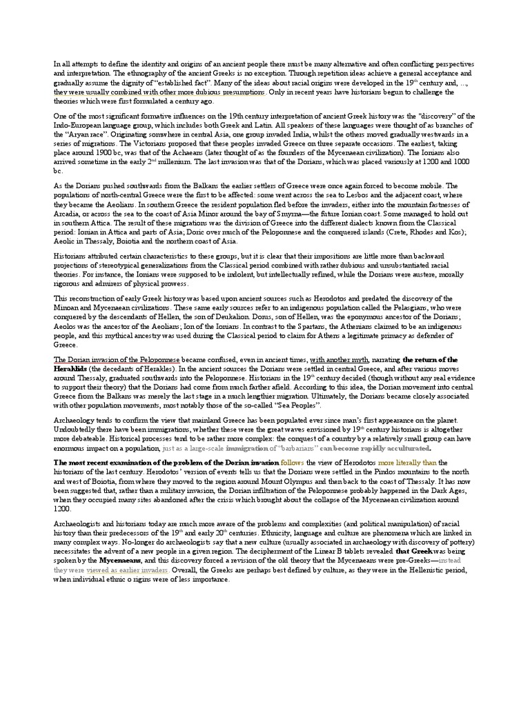 The Dorian Invasion of The Peloponnese | PDF