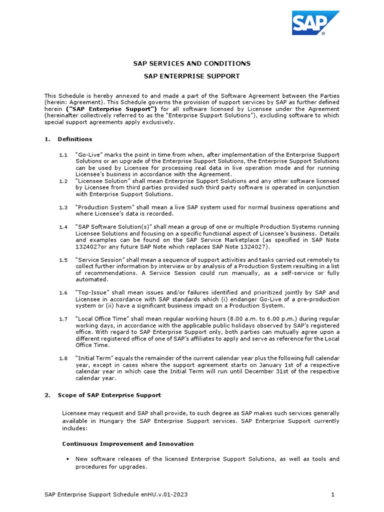 SAP Enterprise Support Schedule | Download Free PDF | Application Software | Product Lifecycle