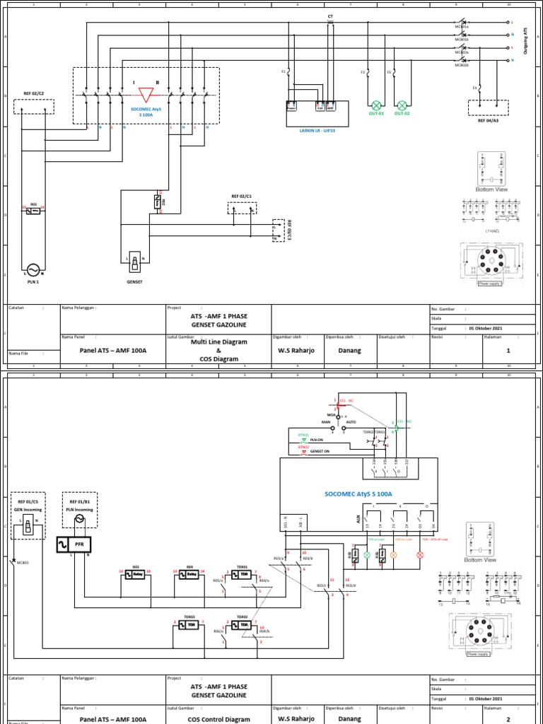 Skema Panel ATS-AMF 100A Genset | PDF