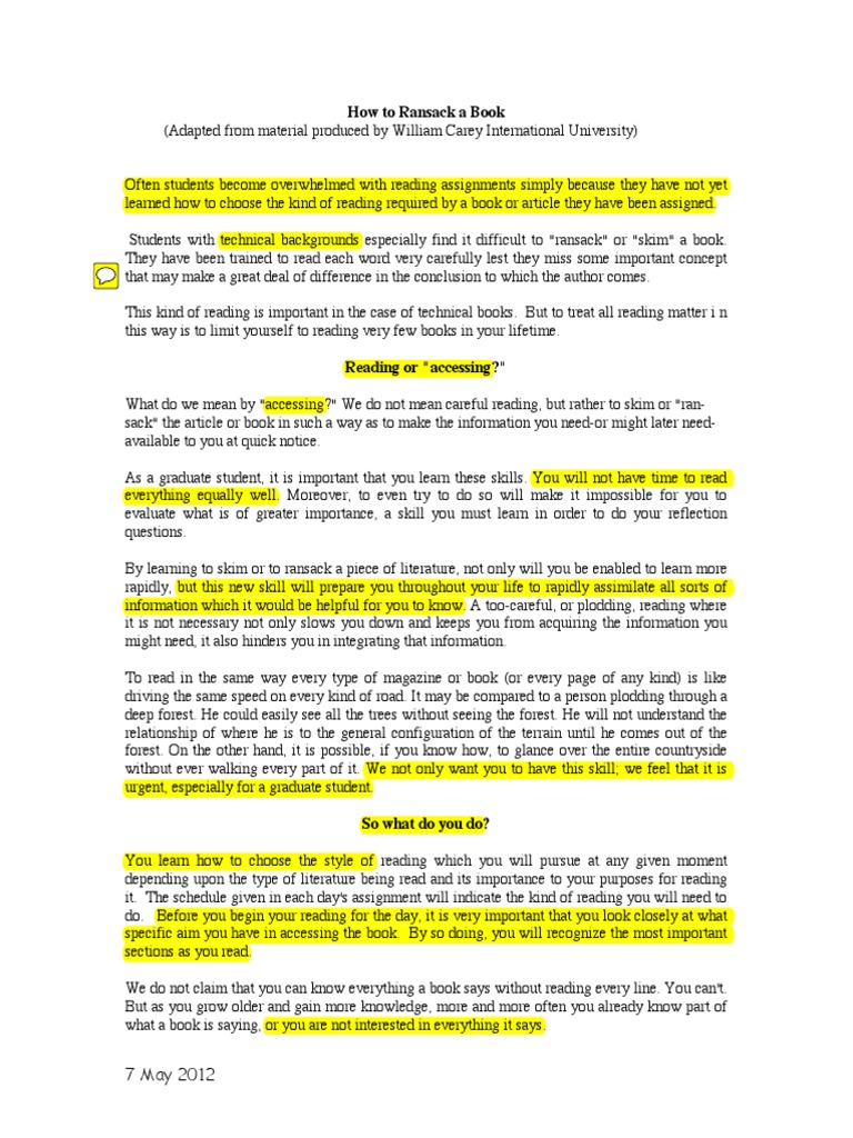 How To Ransack A Book | PDF | Books | Thesis