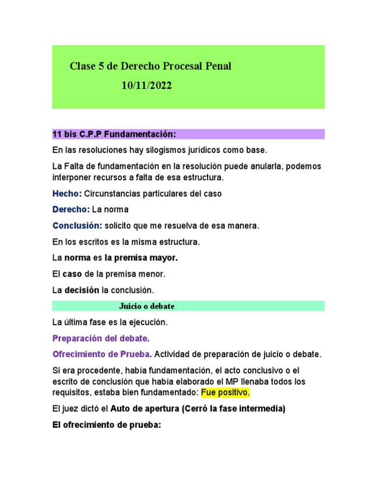 Fundamentos del proceso penal y las distintas etapas del juicio oral | PDF | Sentencia (ley ...