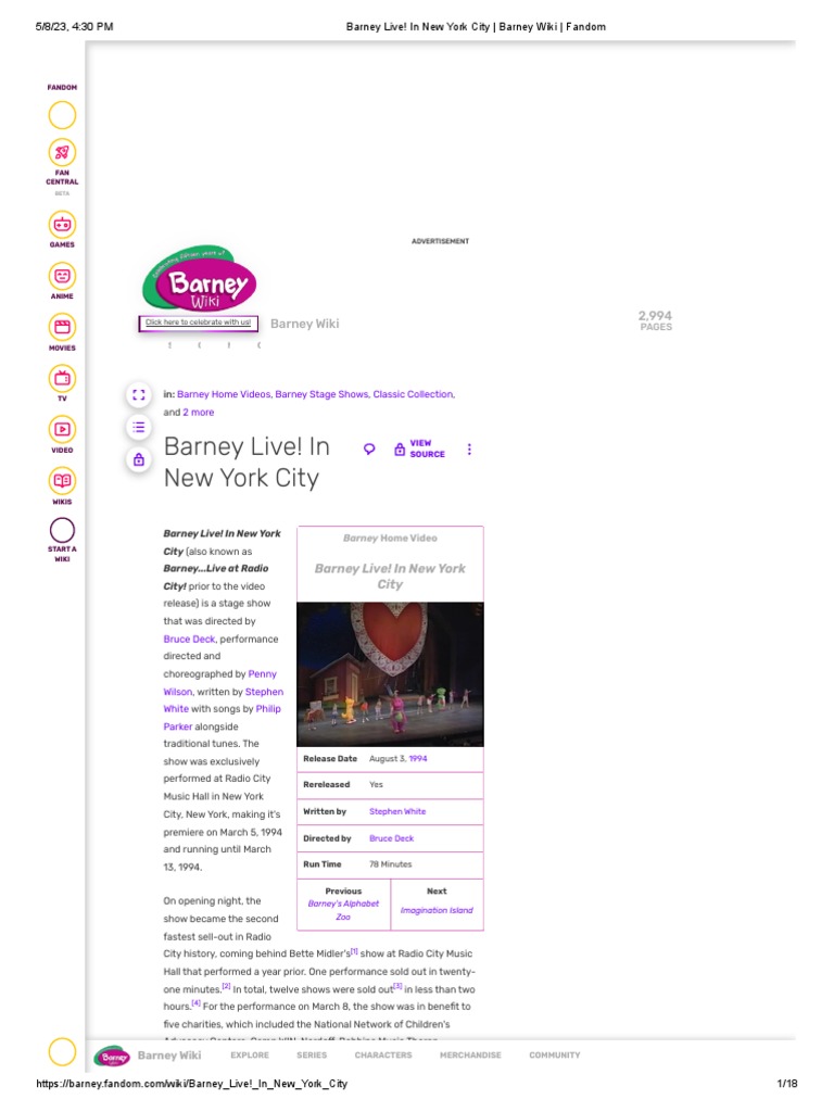 Barney Live! in New York City - Barney Wiki - Fandom Tired Look 66 ...