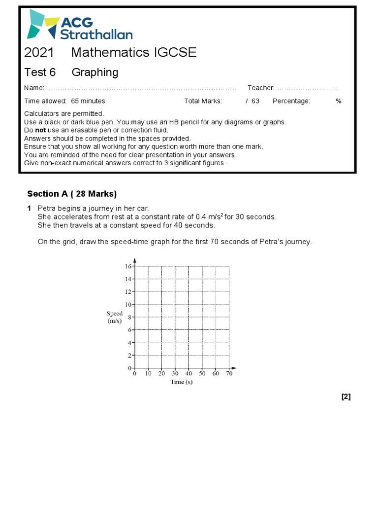 Test 6 Graphing 2021 | PDF | Cartesian Coordinate System | Equations