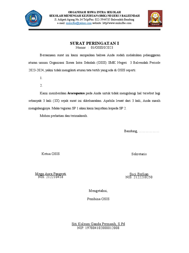 Surat Peringatan I PDF | PDF