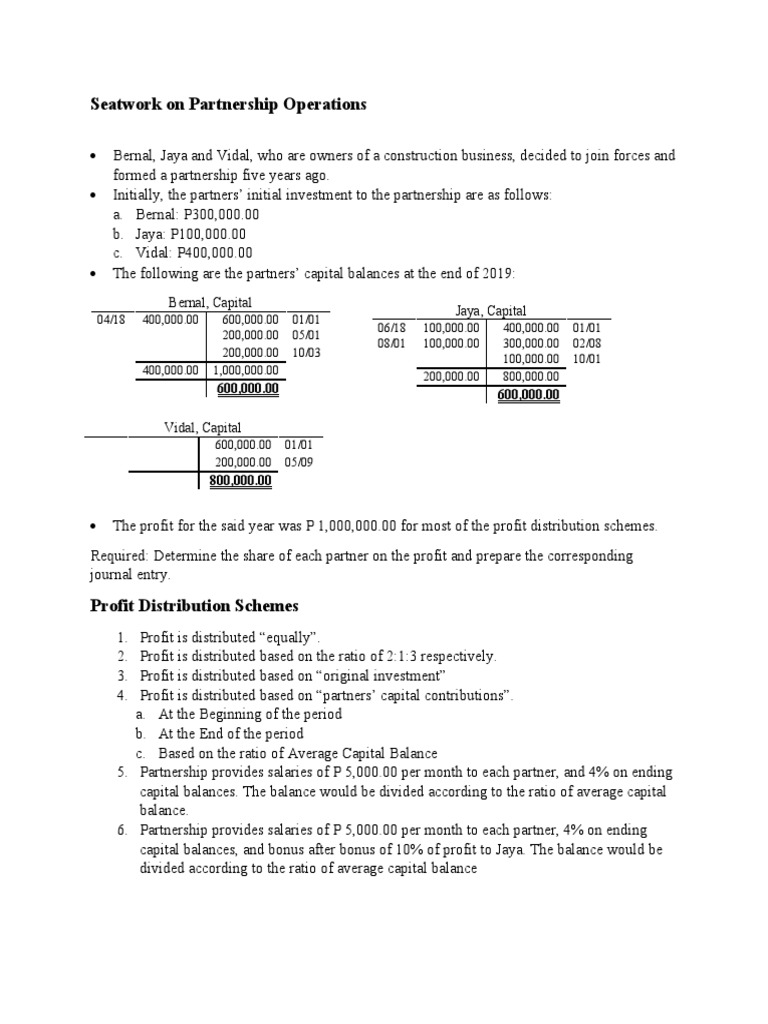 Activity On Partnership Operations | PDF | Partnership | Money