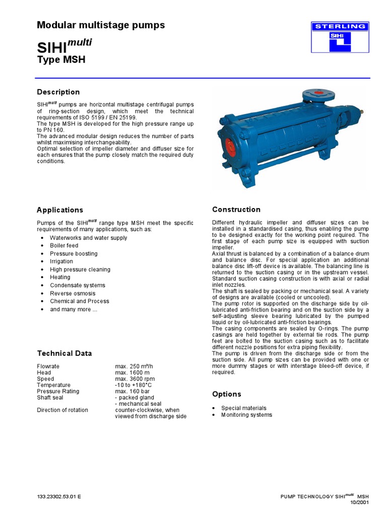 SIHImulti MSH | PDF | Pump | Bearing (Mechanical)