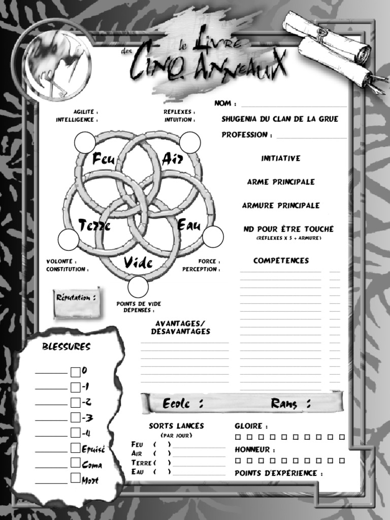 Fiche de personnage Shugenja Grue | PDF