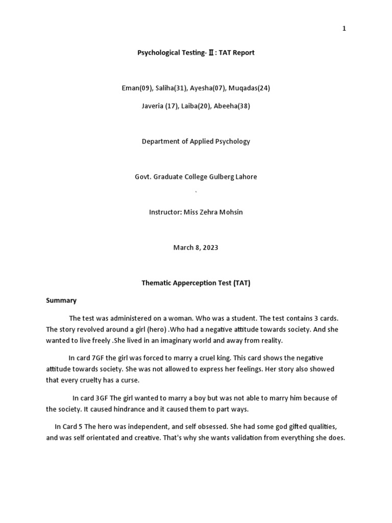 Tat 2 | PDF | Psychology | Psychological Concepts