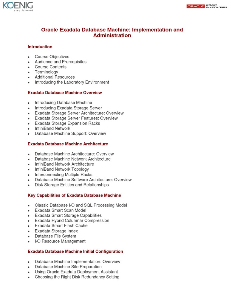 Oracle Exadata Database Machine Implementation And Administration Pdf Databases Computer