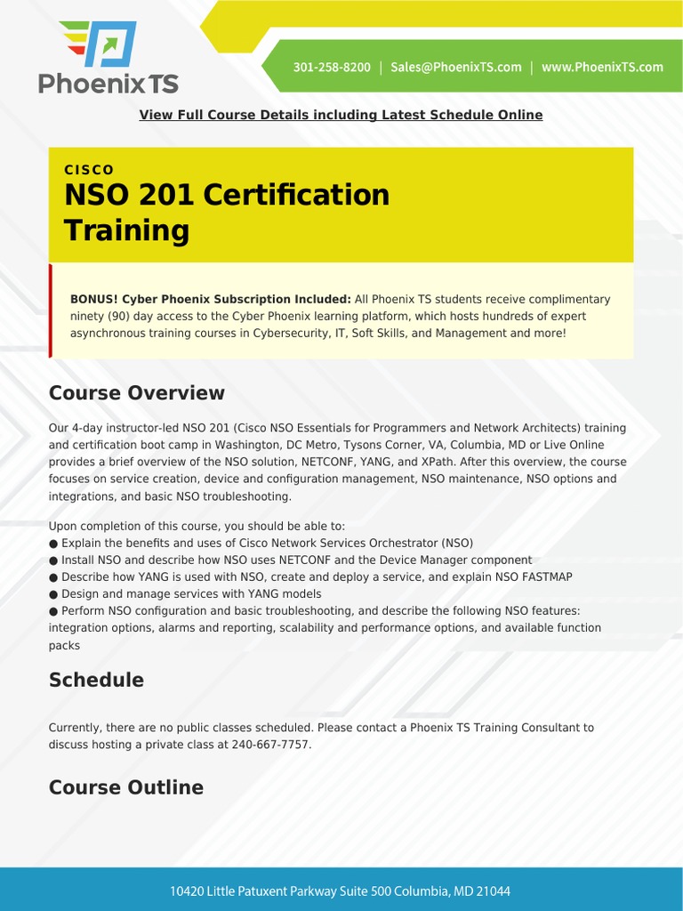 PhoenixTS - Course - Details Cisco Nso Essentials For Programmers and Network Architects Nso 201 ...