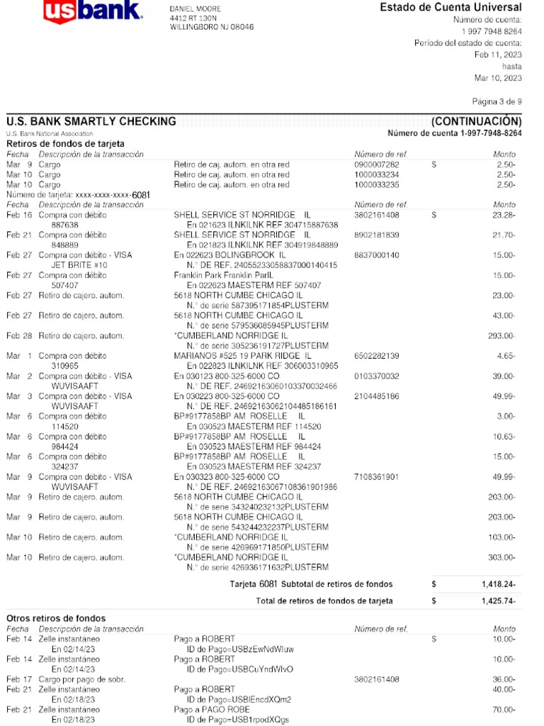 2023-03-10 Statement - USB Checking 8264-1 | PDF