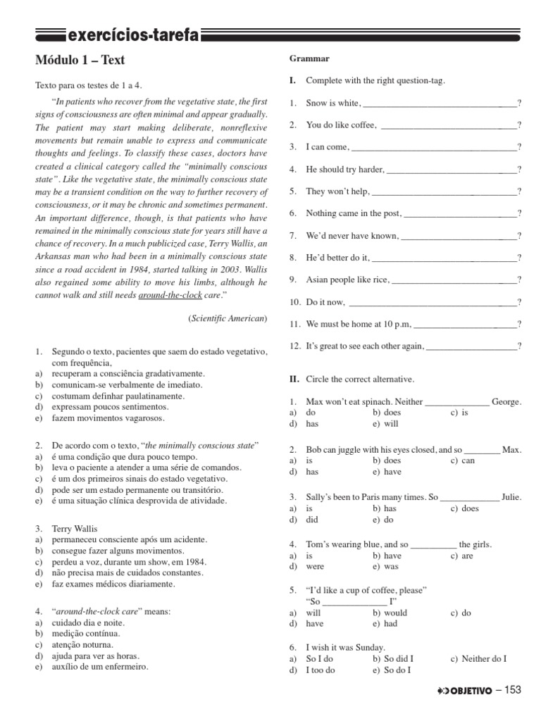 Cad C3 3ano 4opcao Tarefa Ingles | PDF | Clinical Medicine