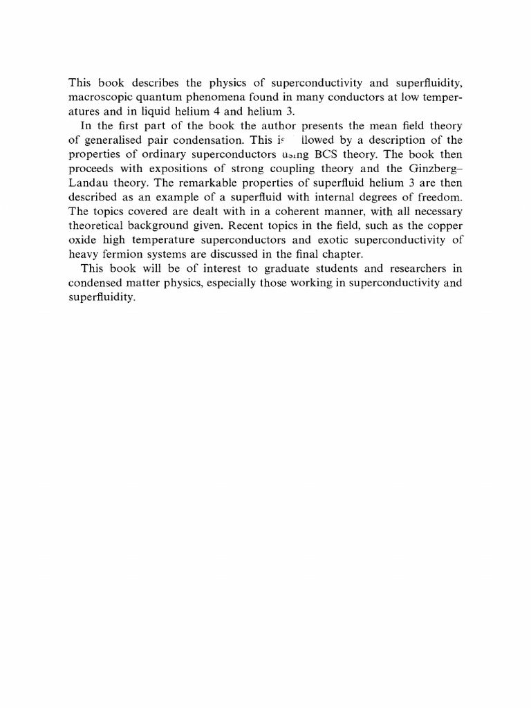 Tsuneto T. Superconductivity and Superfluidity (CUP, 1998) (ISBN ...