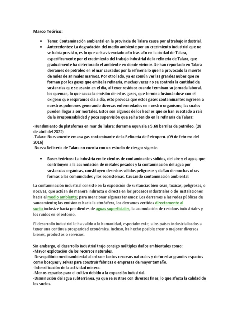 Marco Teórico del metodo de proyectos | PDF | Contaminación | Residuos
