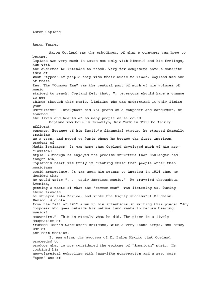 Aaron Copland | PDF | Classical Music | Performing Arts