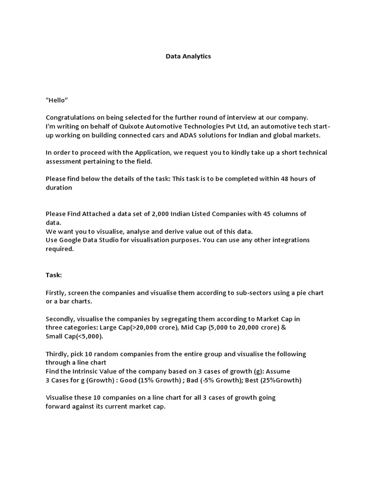 Data Analytics Task | PDF