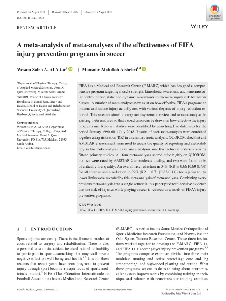 A Meta-Analysis of Meta-Analyses of The Effectiveness of FIFA Injury ...