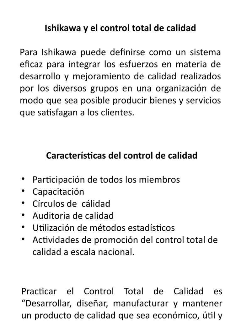 Ishikawa y El Control Total de Calidad | PDF