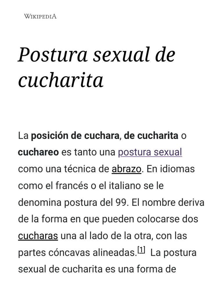 Postura Sexual de Cucharita - Wikipedia, La Enciclopedia Libre PDF | PDF