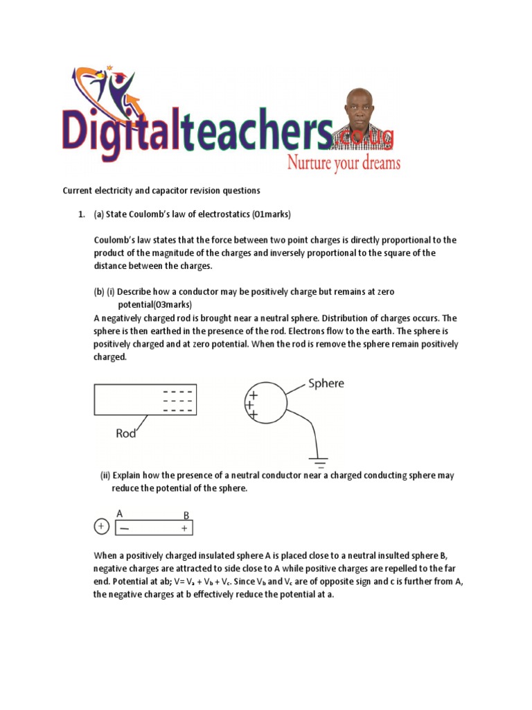 Current Electricity Electrostatics And Capacitor Revision Questions