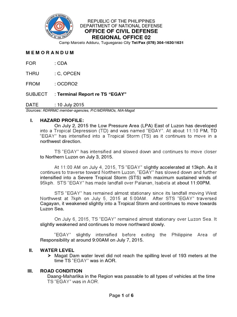 Terminal Report on Typhoon Egay | PDF