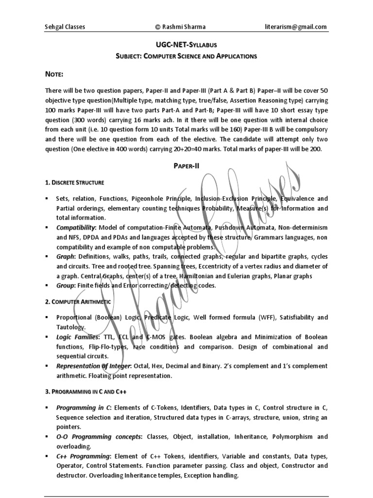 Ugc Net Computer Science Pdf Parsing Message Passing Interface