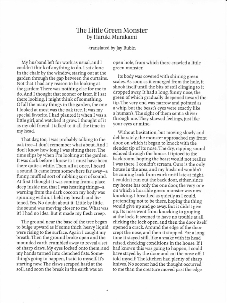 Little Green Monster - Murakami PDF | PDF
