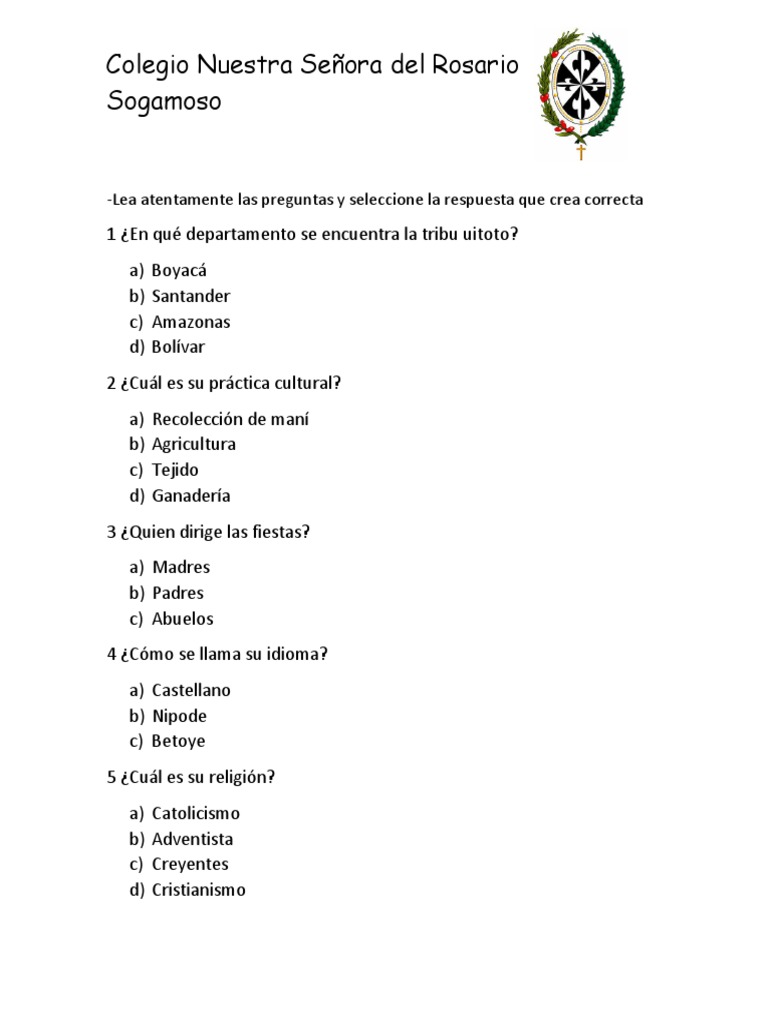 Preguntas de La Tribu Uitoto PDF | PDF