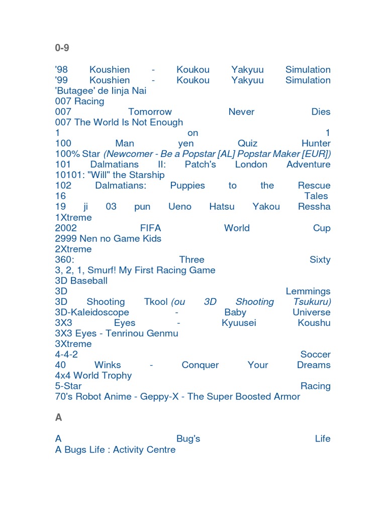 Lista de Jogos PS1 PDF | PDF