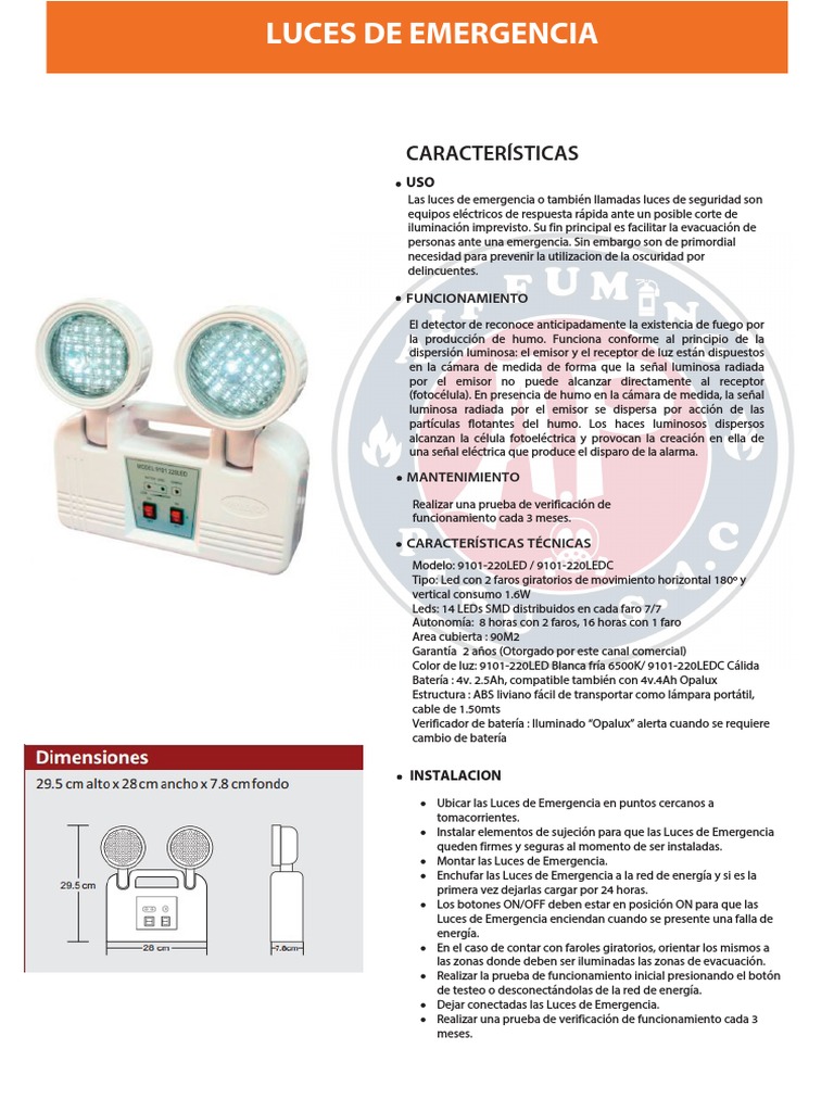 Características y uso de las luces de emergencia | PDF