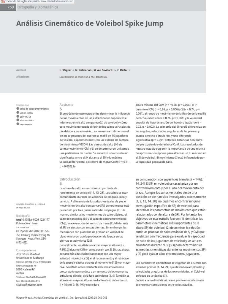 Kinematics Analisys Spike Jump - En.es PDF | PDF | Vóleibol | Rodilla