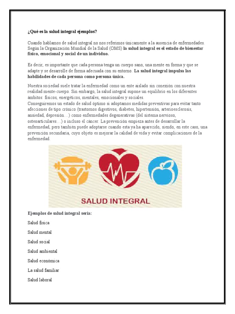 Qué Es La Salud Integral Ejemplos | PDF | Mente | Medicina CLINICA