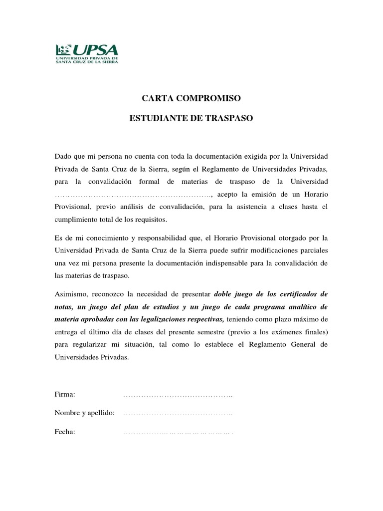 Carta Compromiso PDF | PDF