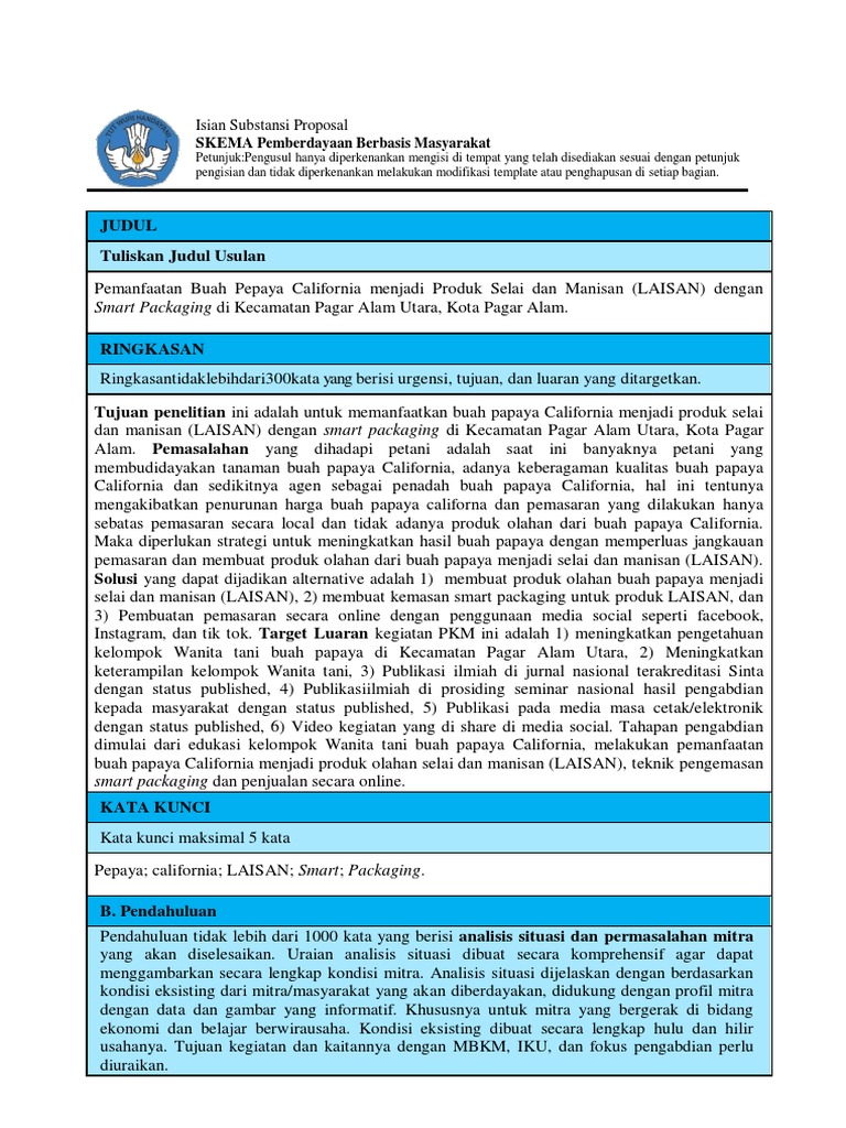 Template Skema Pemberdayaan Berbasis Masyarakat Benar PDF | PDF