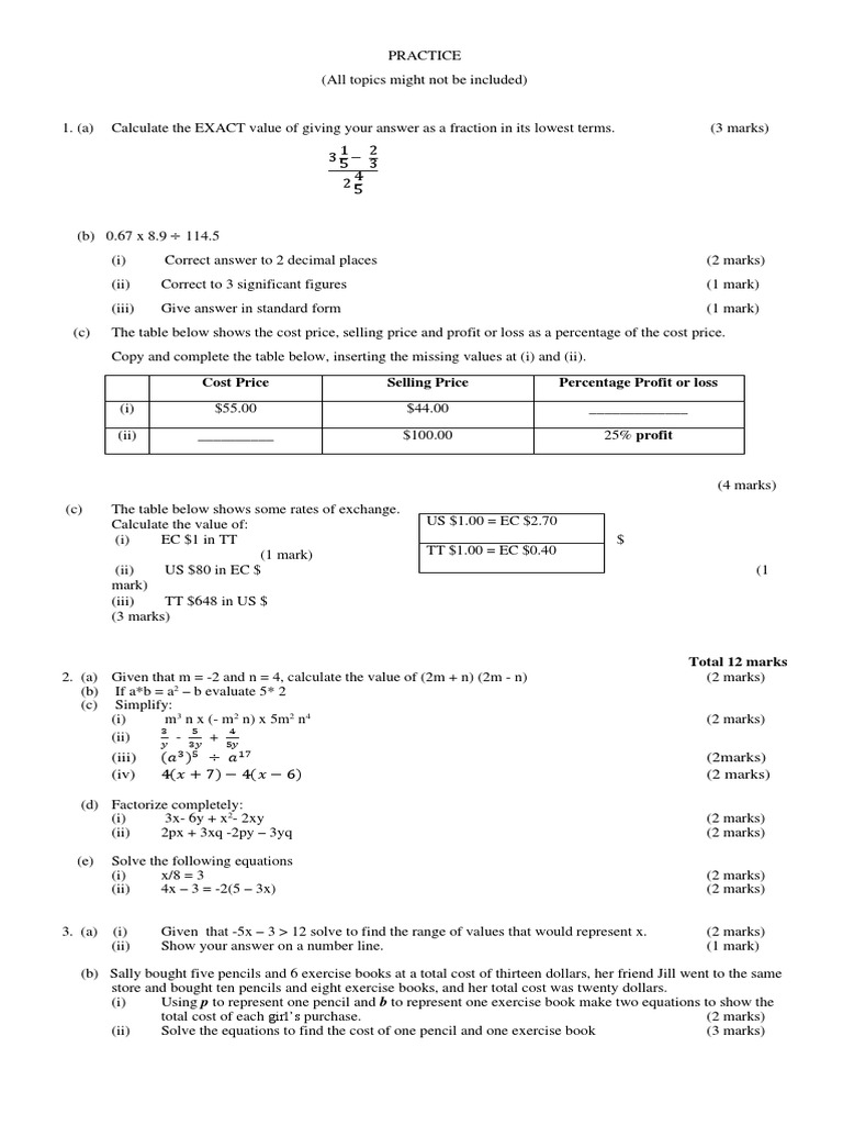 Form 4 Math Practice PDF | PDF