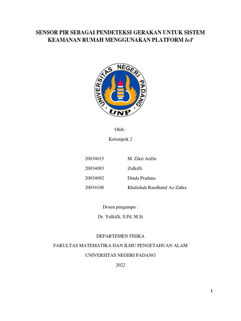 Kelompok 2 - Sensor Pir Sebagai Pendeteksi Gerakan Untuk Sistem ...