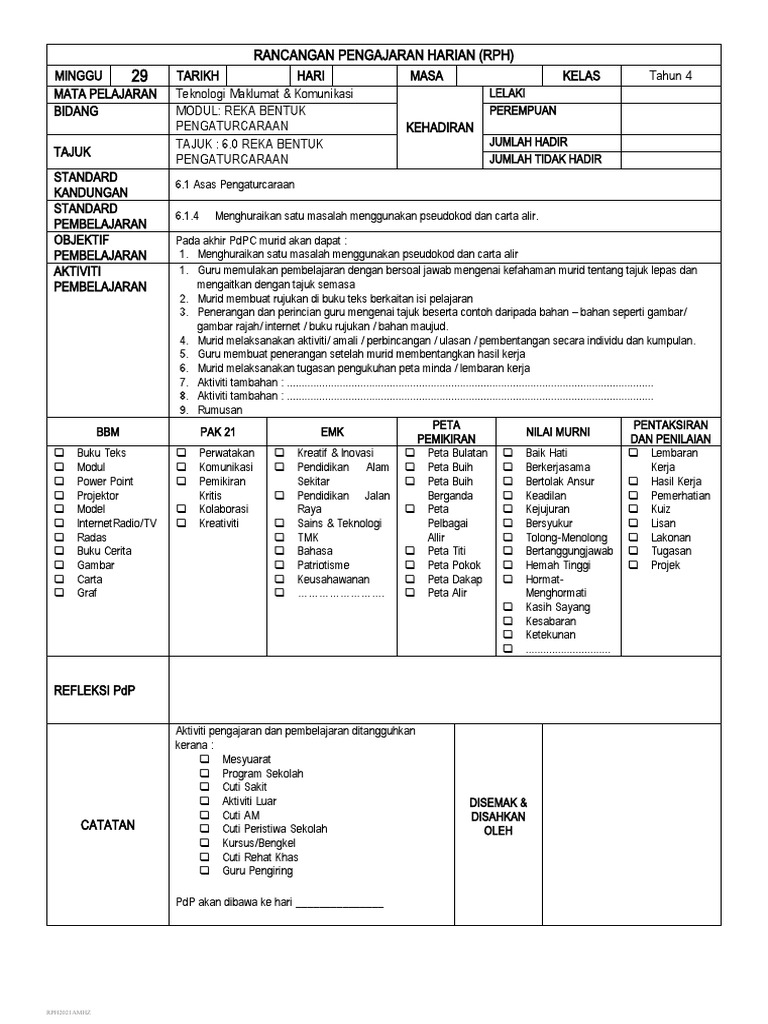 RPH TMK 4 Minggu 29 | PDF
