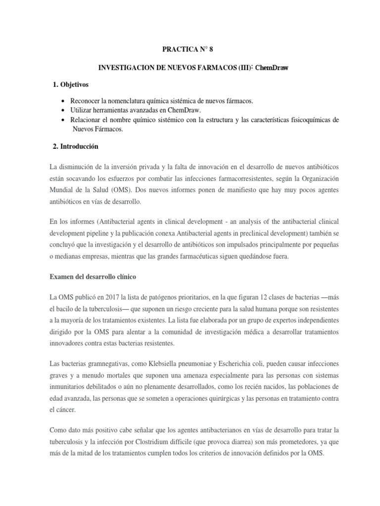 Práctica #08 Investigacion de Nuevos Fármacos III PDF | PDF