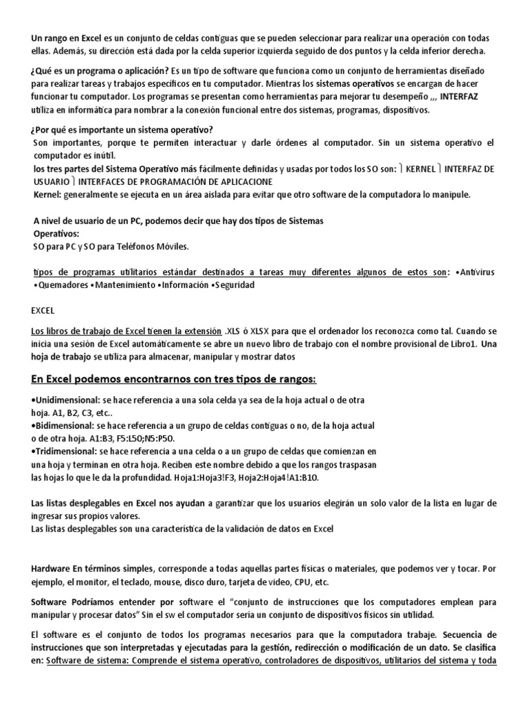 Un Rango en Excel Es Un Conjunto de Celdas Contiguas Que Se Pueden ...