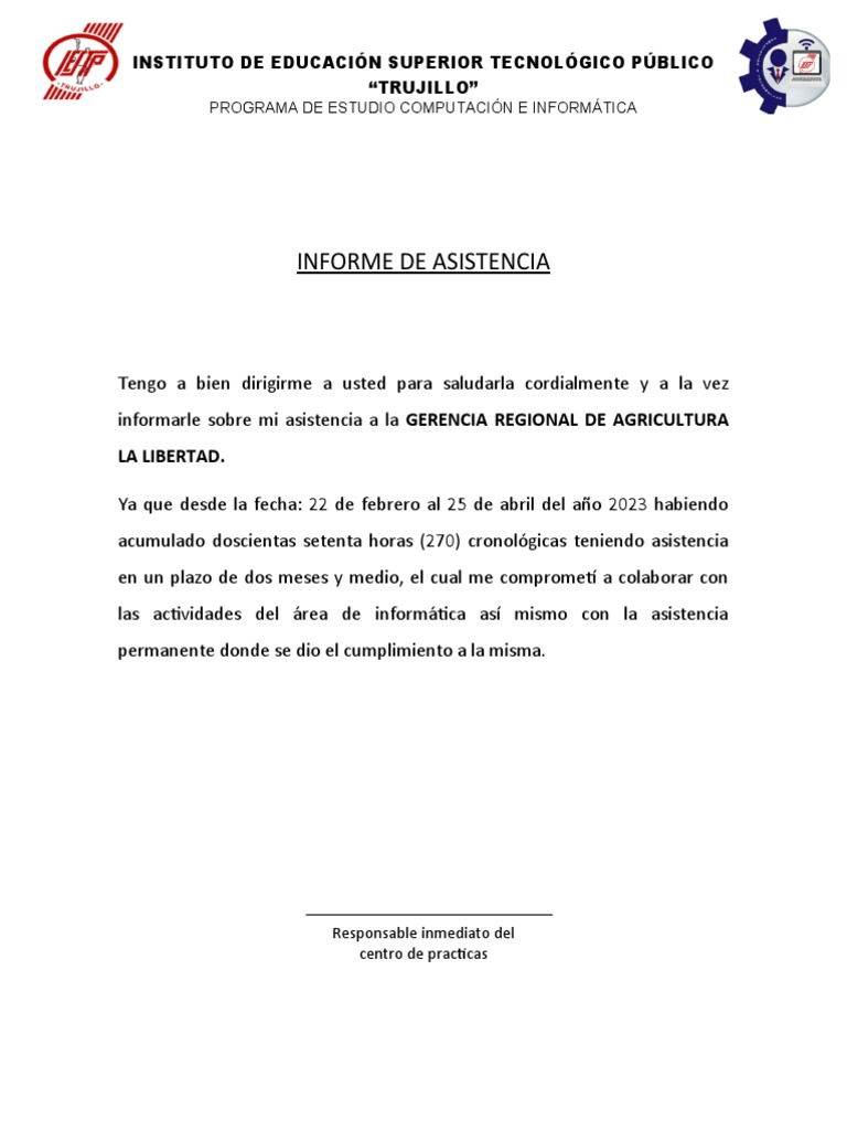 INFORME DE ASISTENCIA.docx | PDF